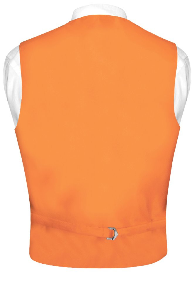 Solid Orange Tie | Mens Orange Vest and Bow Tie Set