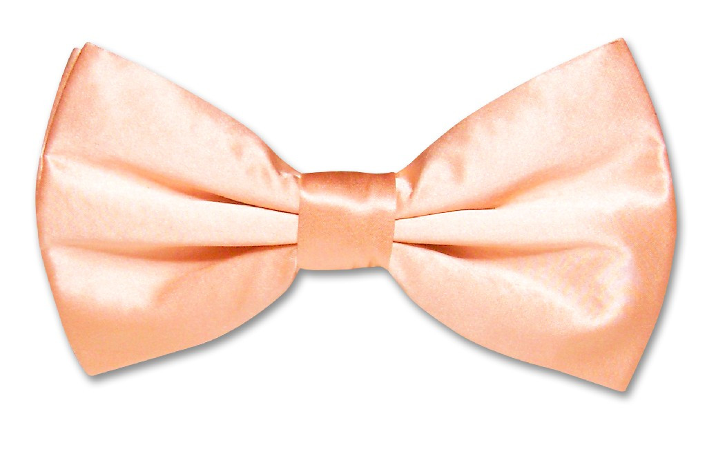 Peach Ties | Mens Solid Peach Color Silk Bow Tie