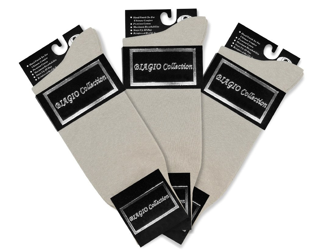 Solid Silver Grey Mens Socks | 3 Pair of Biagio Cotton Dress Socks
