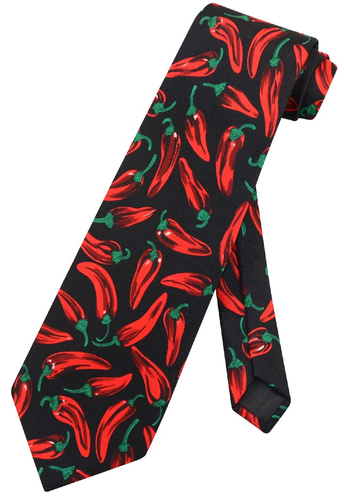 Red Chili Pepper NeckTie | Hot Pepper Design Mens Neck Tie