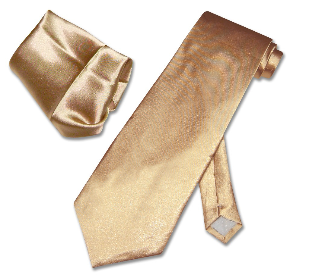 Solid Light Brown NeckTie Handkerchief Mens Neck Tie Set