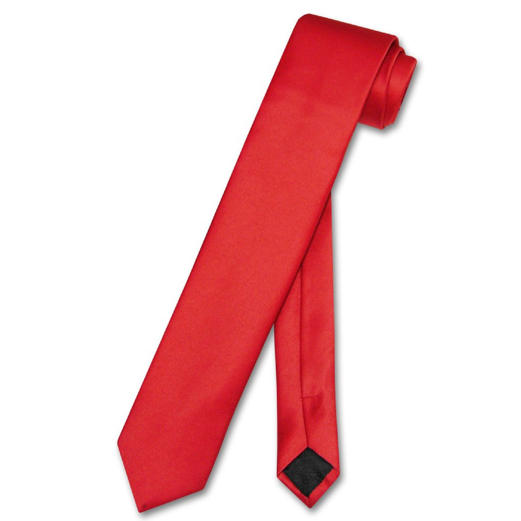 Vesuvio Napoli Narrow NeckTie Skinny Red Color Mens Neck Tie