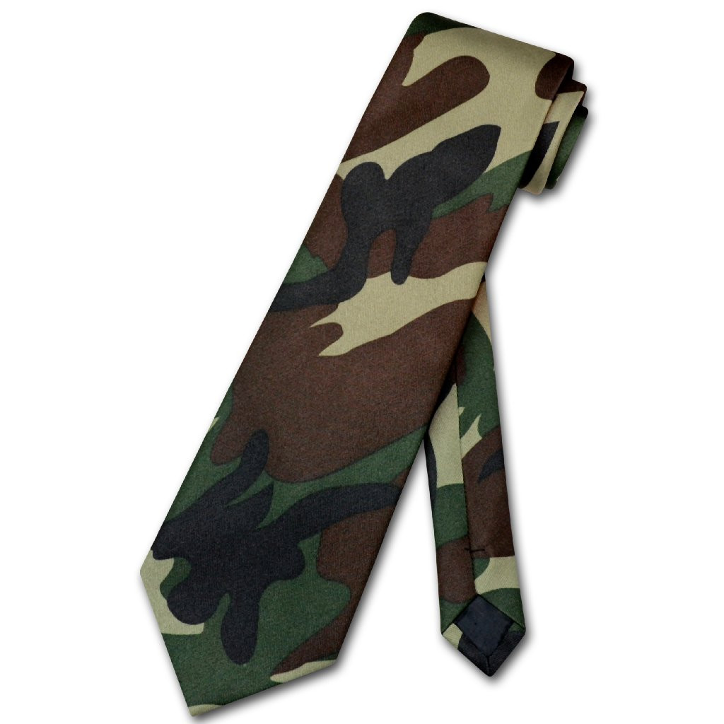 Covona Mens Green Army Camouflage NeckTie Military Neck Tie