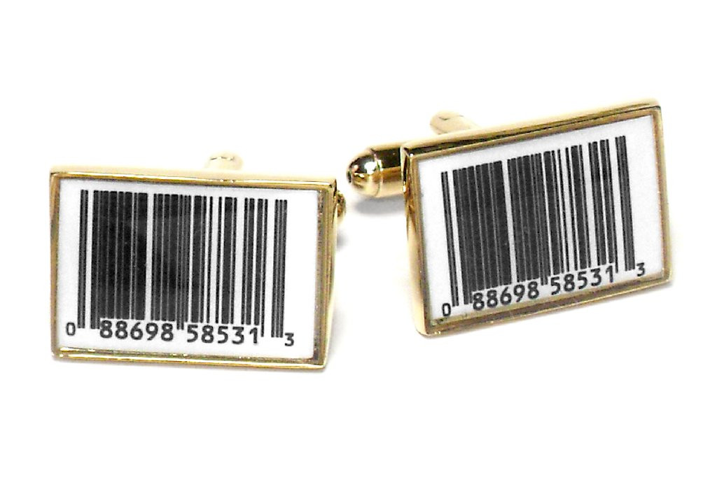 Barcode Cufflinks | Mens Gold Tone Barcode Cufflinks