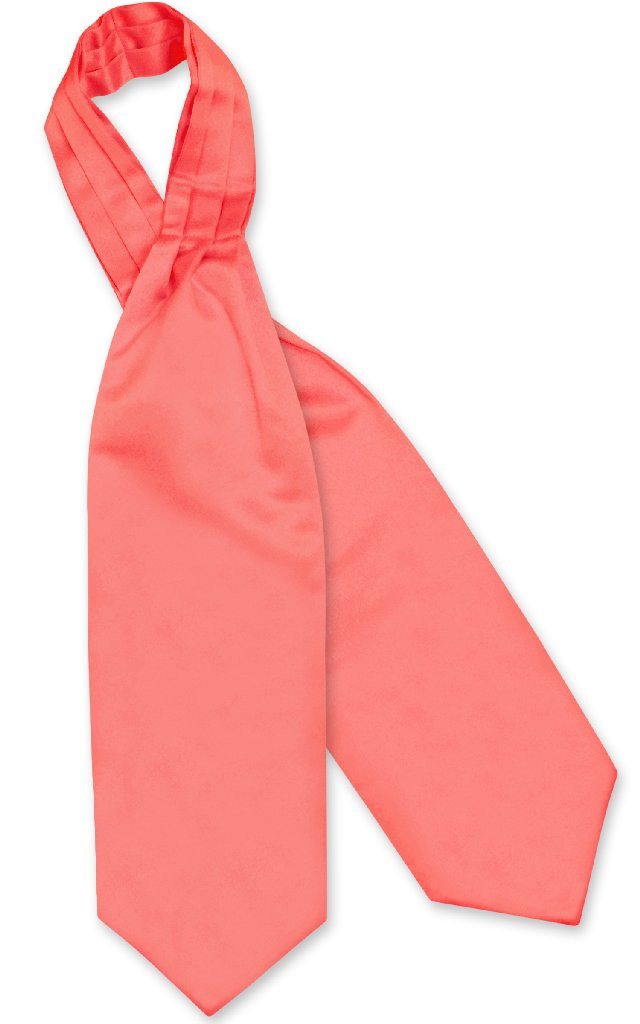 Coral Pink Cravat Tie | Vesuvio Napoli Mens Solid Color Ascot Cravat