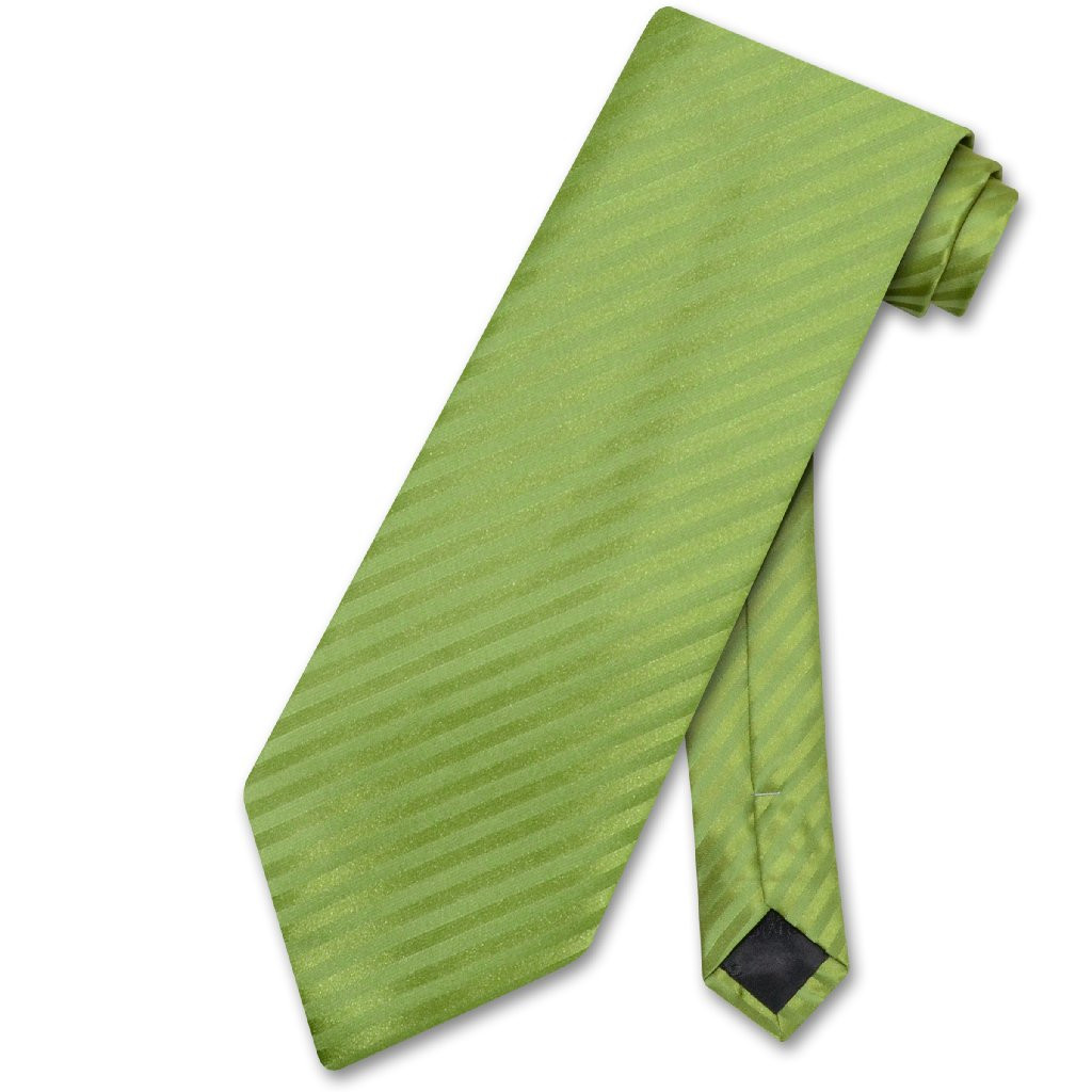Vesuvio Napoli NeckTie Spinach Green Stripe Vertical Stripe Mens Tie