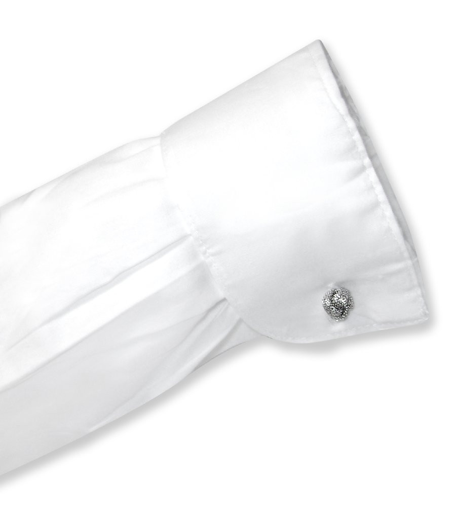 Convertible Cuffs | Solid White Cotton Dress Shirt By Biagio