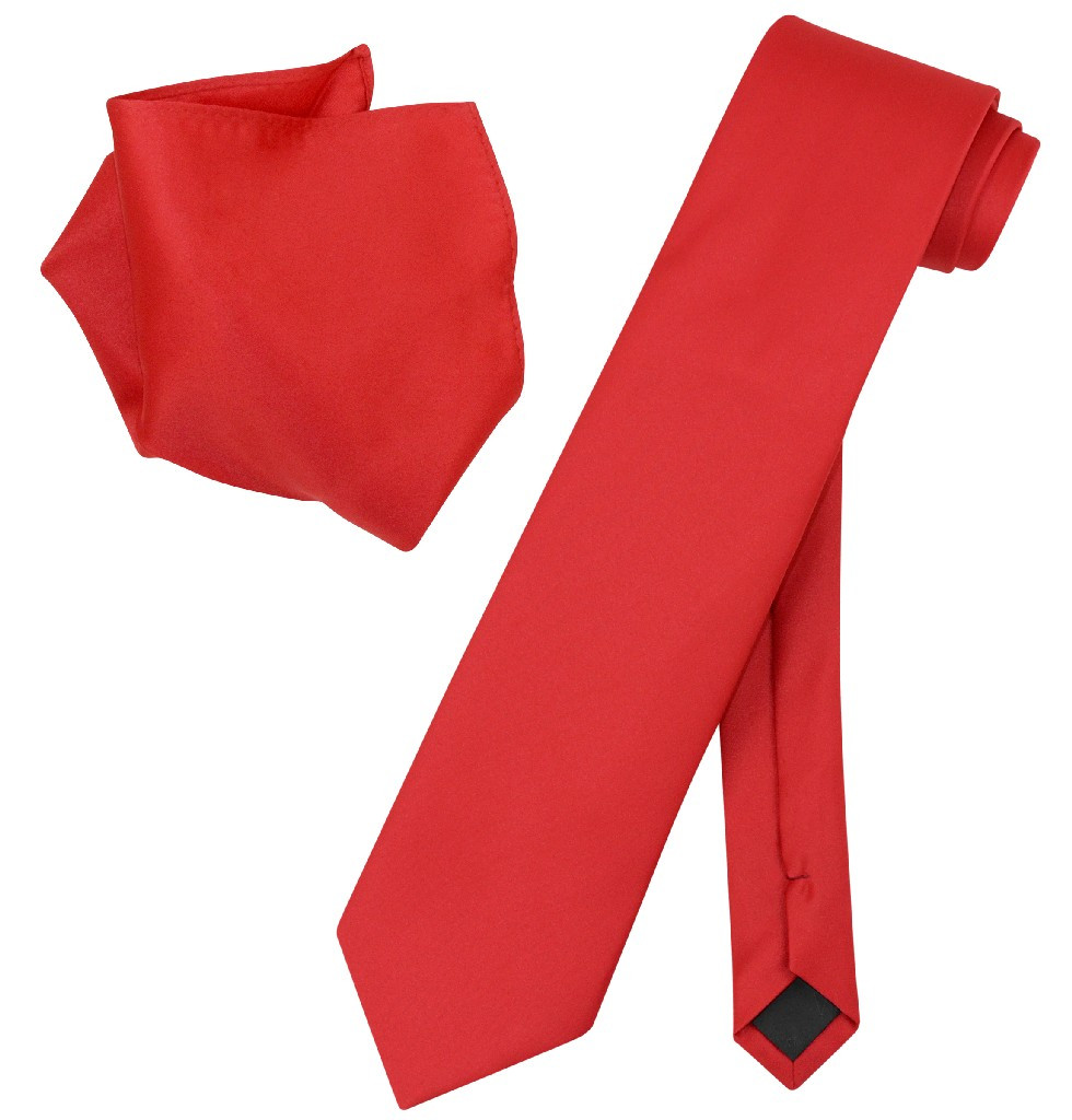 Extra Long Red Tie Set | Solid Red Color XL NeckTie