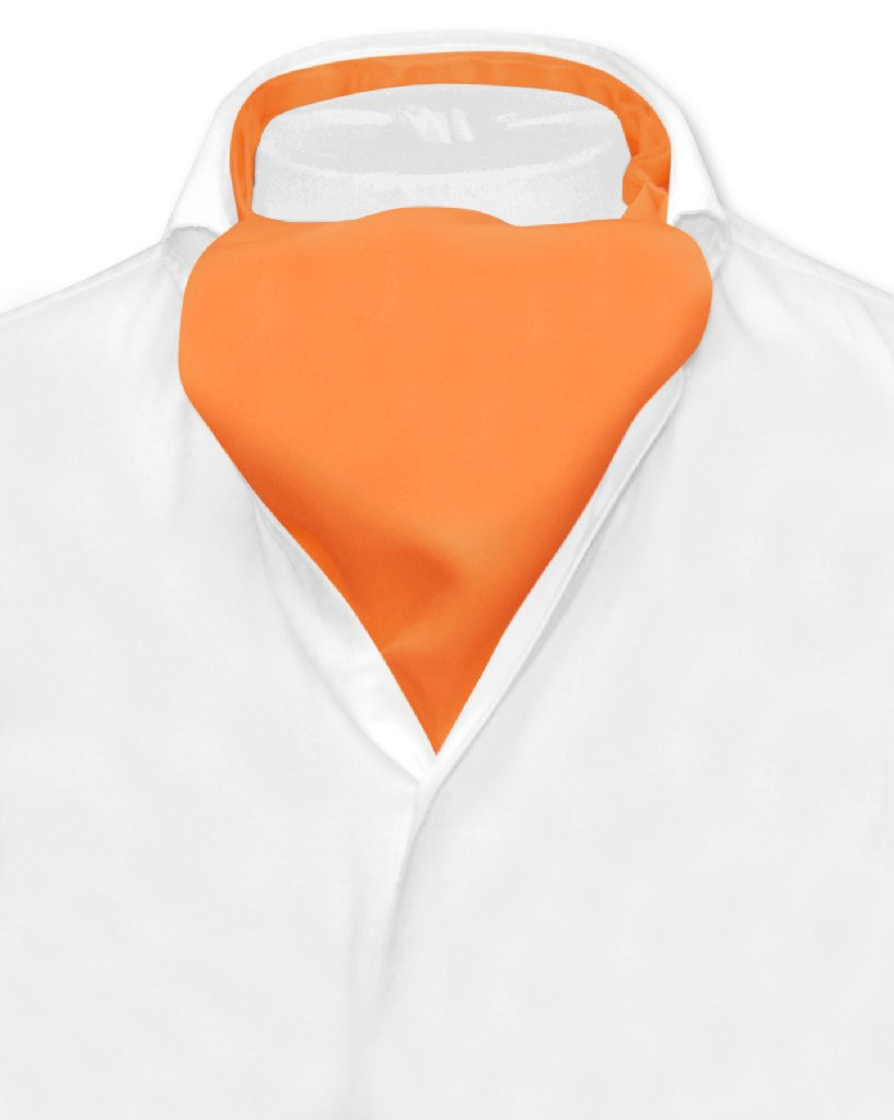 Orange Cravat Tie | Vesuvio Napoli Mens Solid Color Ascot Cravat Tie