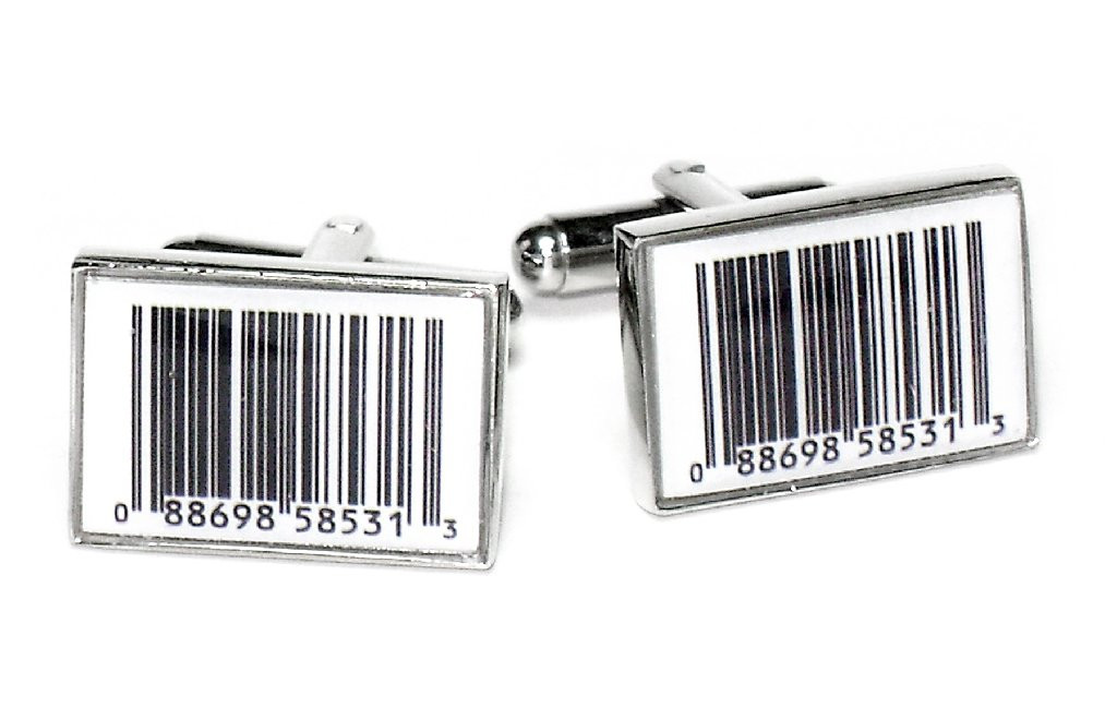 Barcode Cufflinks | Mens Silver Tone Barcode Cufflinks