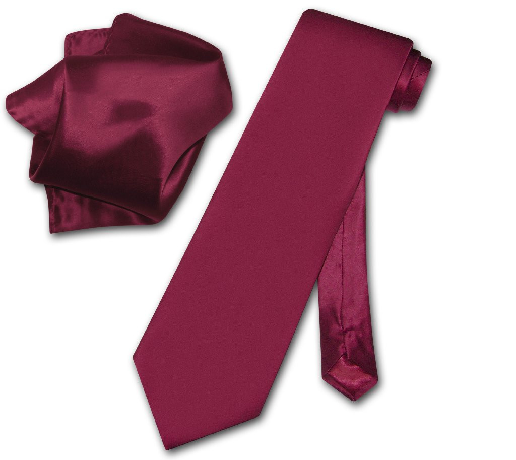 Biagio Silk Solid Burgundy Color NeckTie Handkerchief Mens Tie Set