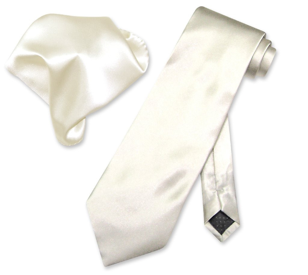 Antonio Ricci Cream Color NeckTie Handkerchief Mens Neck Tie Set
