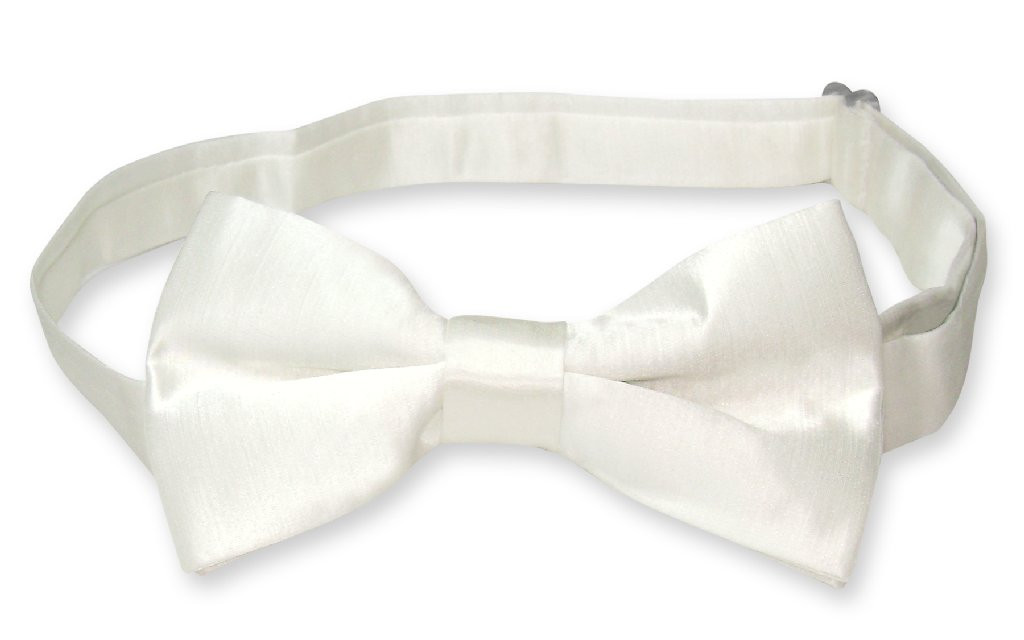 Biagio Bamboo Silk Off-White BowTie | Solid Color Mens Bow Tie