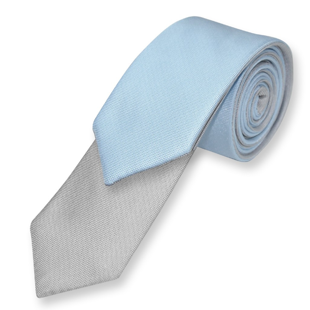 Biagio Two-Sided NeckTie Solid Gold Color and White Mens Neck Tie