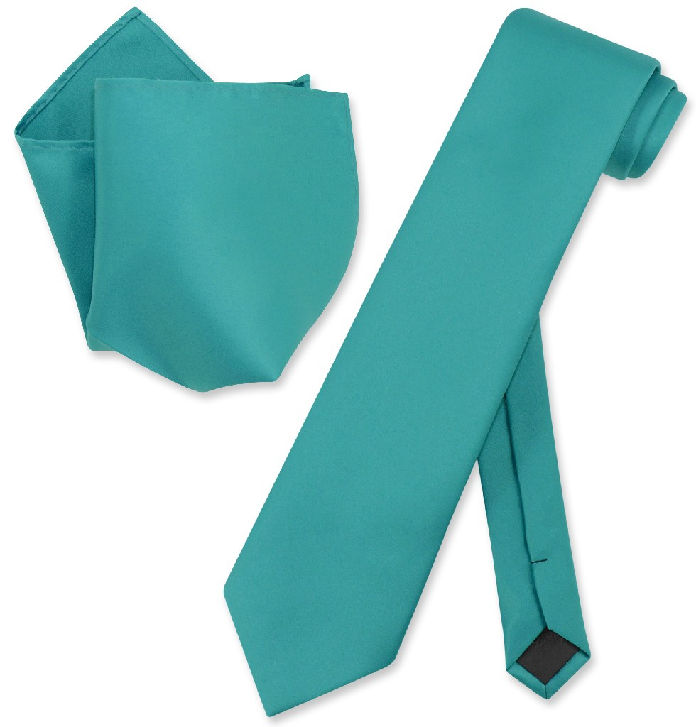 Extra Long Teal Tie Set | Solid Teal Color XL NeckTie