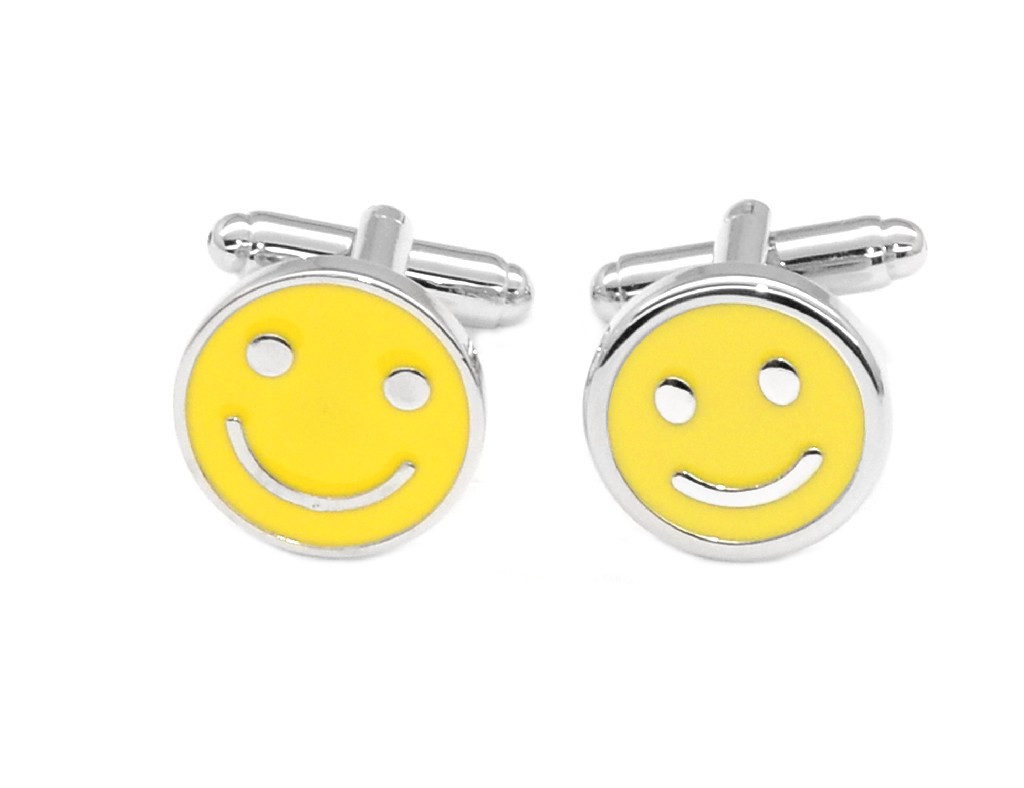 Silver-Tone Mens Cuff Links | Happy Smiley Face Men's Cufflinks
