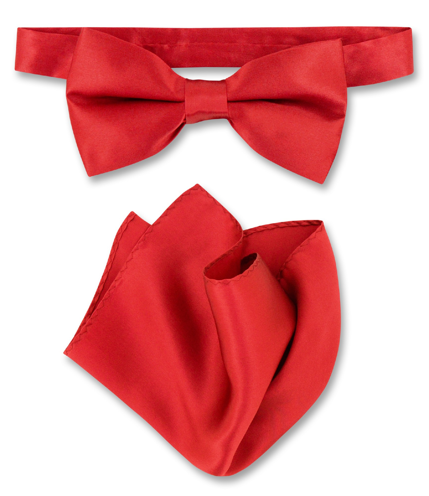 Dark Red Bow Tie And Handkerchief Set | Silk Bowtie Hanky Set