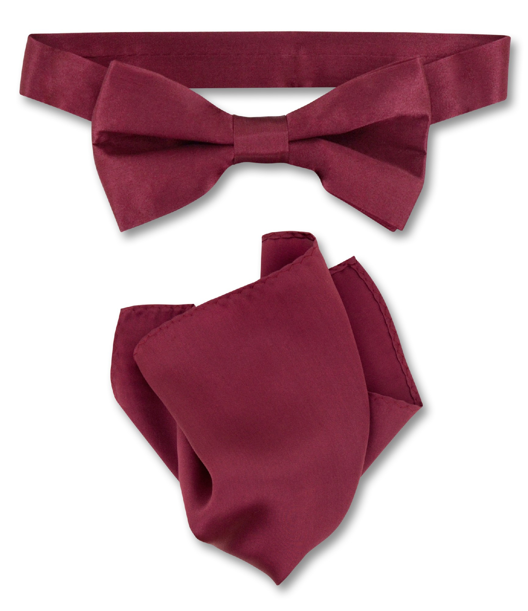 Burgundy Bow Tie Handkerchief Set | Silk BowTie And Hanky Set