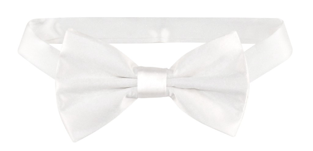 Solid White Color Mens BowTie | Mens 100% Silk Pre Tied Bow Ties