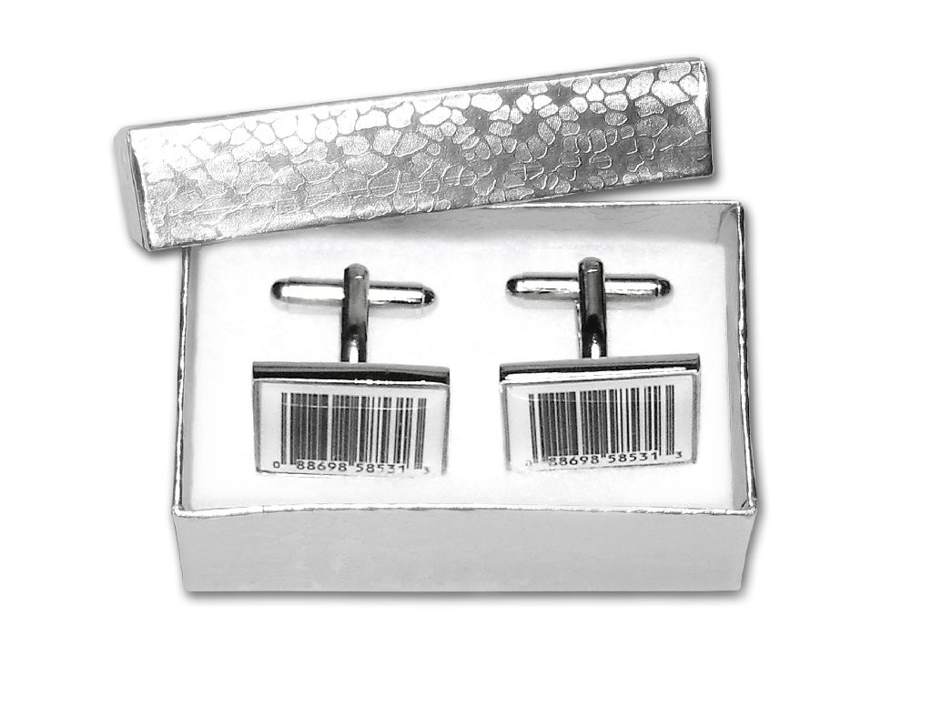 Barcode Cufflinks | Mens Silver Tone Barcode Cufflinks