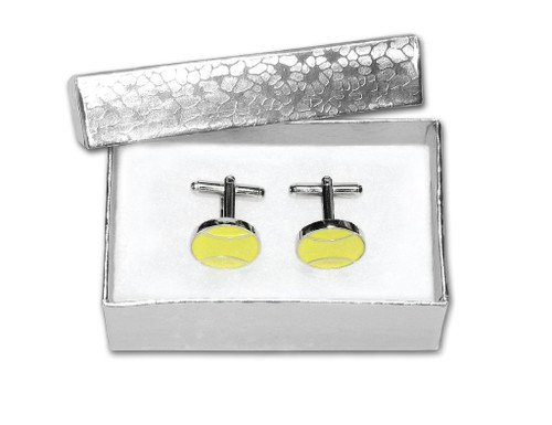 Tennis Ball Cufflinks | Mens Silver Tone Tennis Ball Shaped Cufflinks