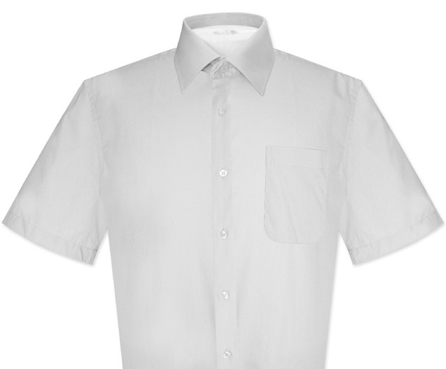 Silver Gray Mens Short Sleeve Dress Shirt | Biagio 100% Cotton Shirt