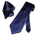 Solid Navy Blue Color NeckTie Handkerchief Mens Neck Tie Set