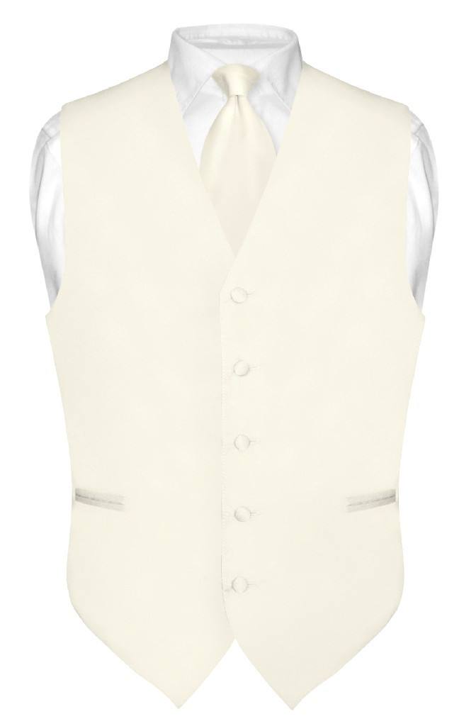 Cream Colored Vest And Cream Colored NeckTie Matching Set
