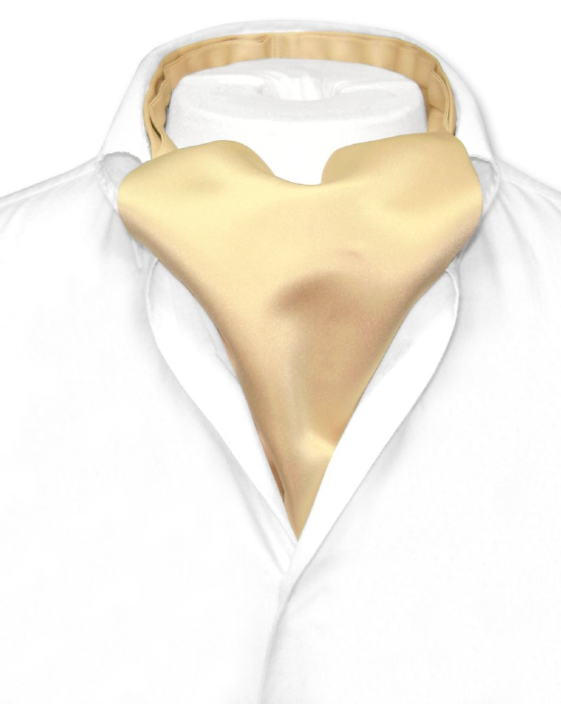Gold Color Cravat Tie | Vesuvio Napoli Mens Solid Color Ascot Cravat