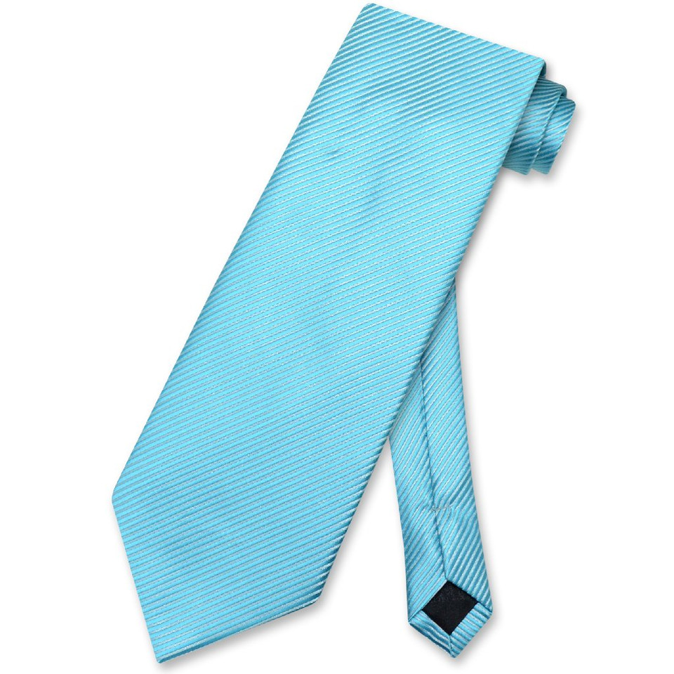 Vesuvio Napoli NeckTie Turquoise Aqua Blue Horizontal Stripe Mens Tie