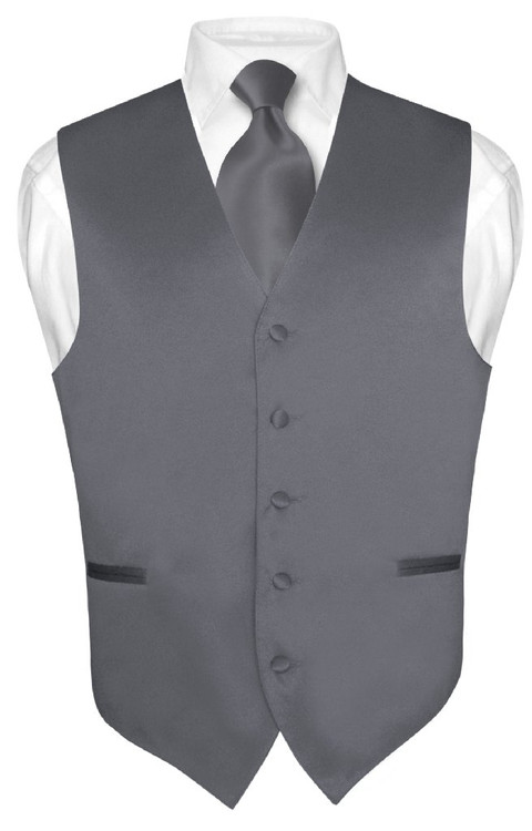 Grey Vest And Grey Tie Set | Gray Vest And Neck Tie Set