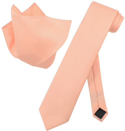 Extra Long Peach Tie Set | Solid Peach Color XL NeckTie