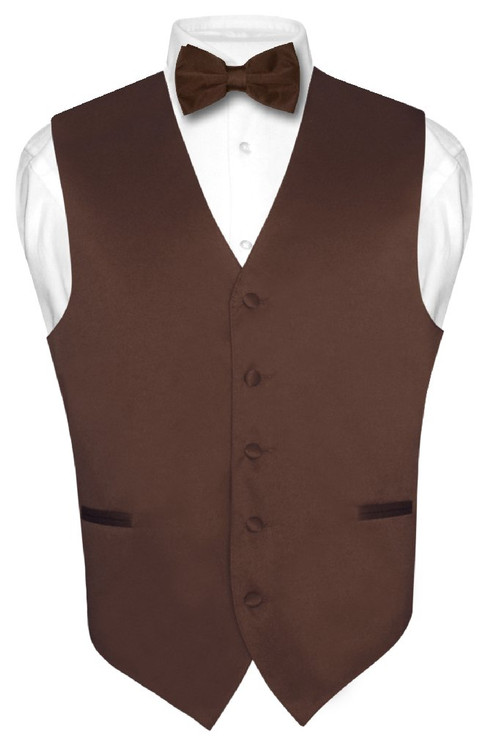 Chocolate Brown Vest | Mens Brown Dress Vest And Bowtie Set