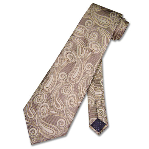 NeckTie Light Brown Paisley Design Pattern Mens Neck Tie
