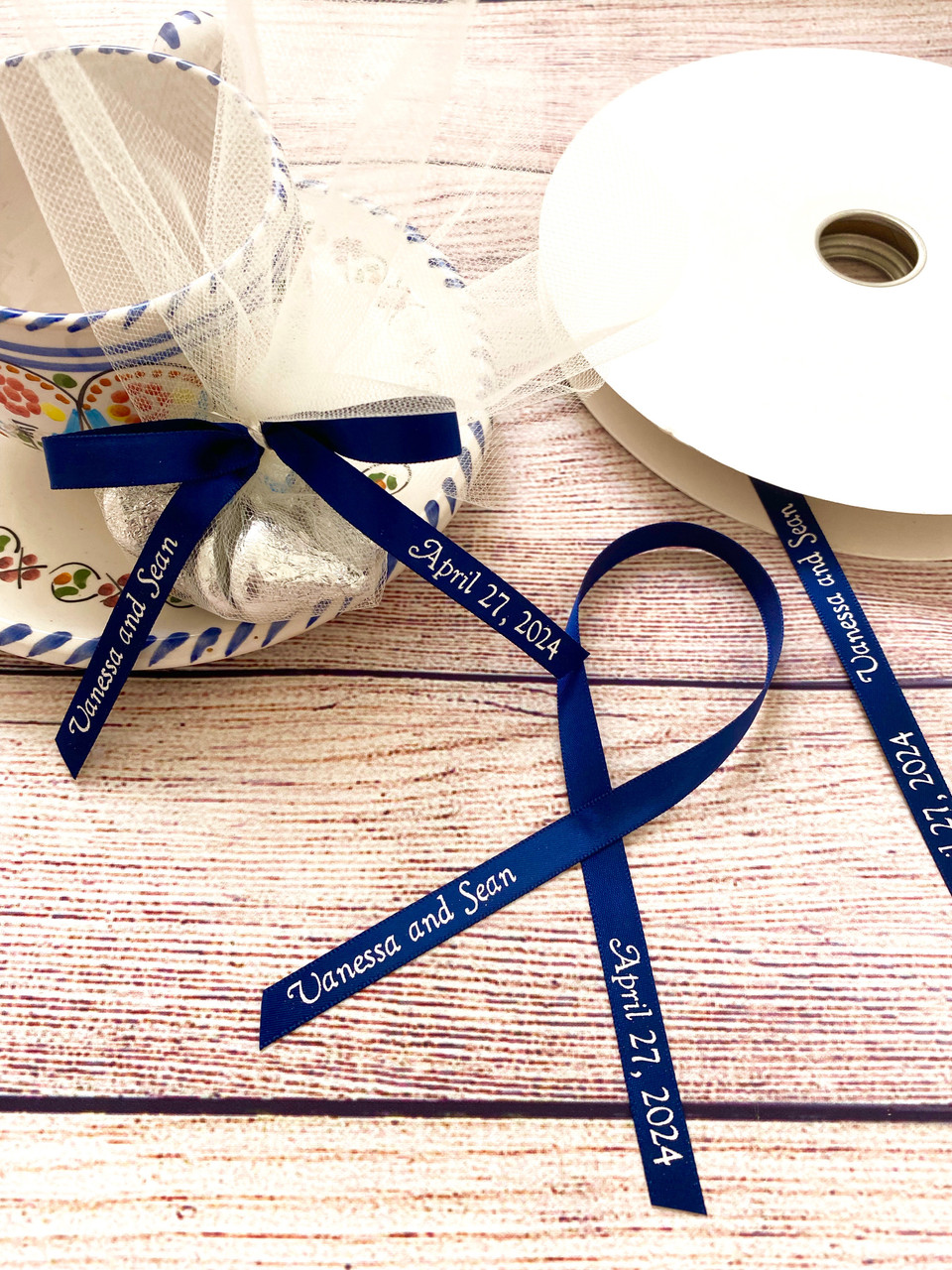 S'mores Wedding Custom 7/8 inch Satin Favor Ribbon