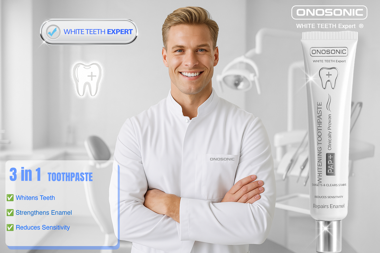 ONOSONIC PAP+ Whitening Toothpaste – Fluoride-Free, Peroxide-Free, 3-in ...