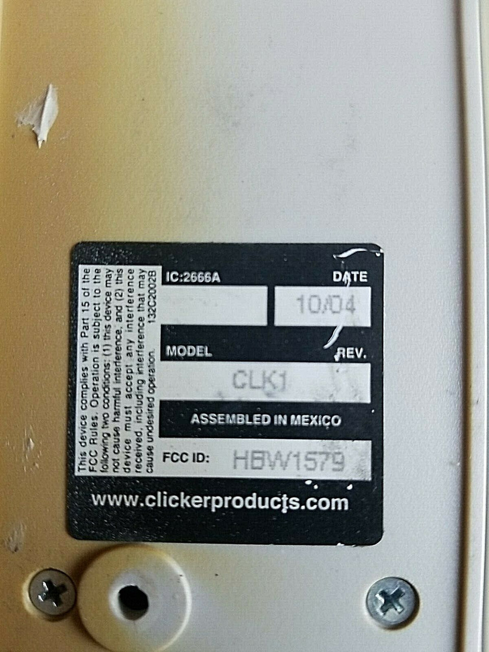 CLK1 Liftmaster Chamberlain Clicker UNIVERSAL Keyless Wireless Entry ...