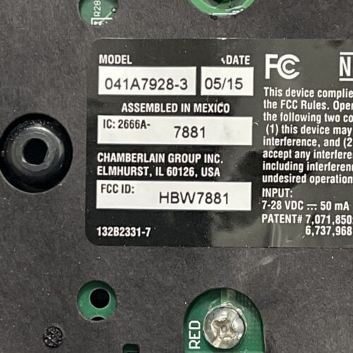 Chamberlain Liftmaster 41A7928-3 MyQ Upgrade Wall Button Control Panel ...