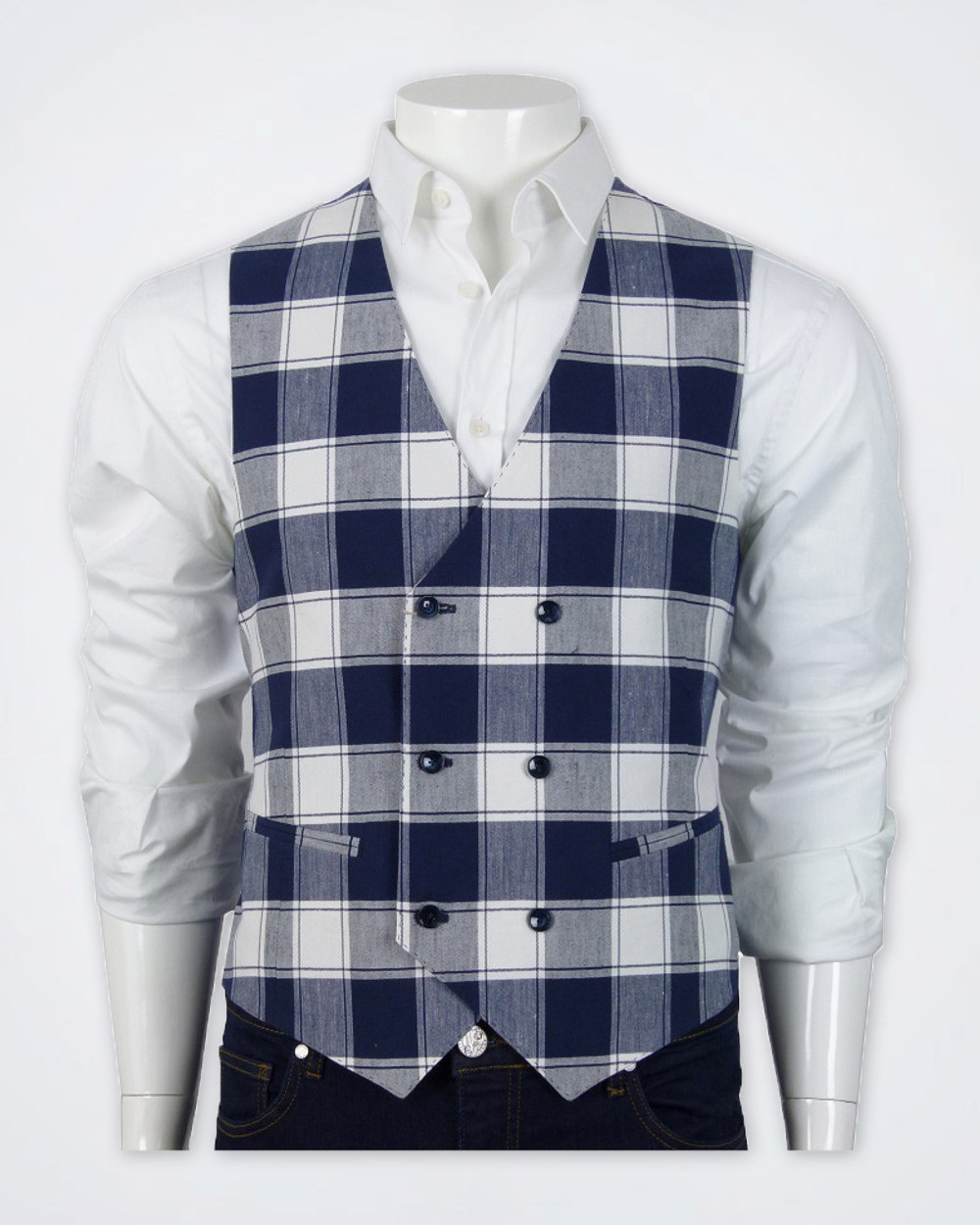 PAOLONI Double Breasted Check Vest - Italian Imports