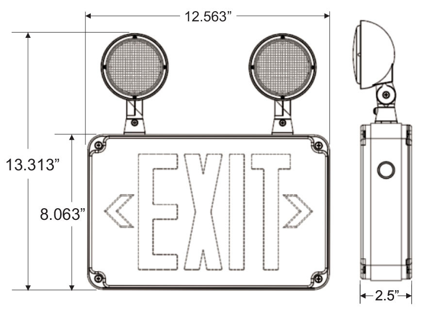 Compact Cold Weather Exit Sign Combo with Green Letters