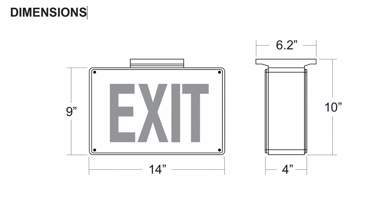 Die-Cast Aluminum Cold Weather Exit Sign with Red Letters