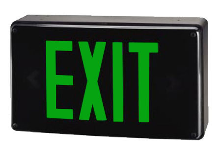 Die-Cast Aluminum Cold Weather Exit Sign with Green Letters