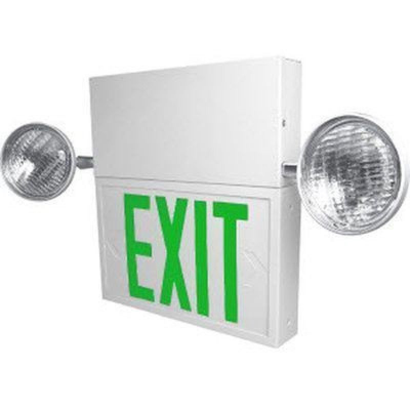 White Steel Exit Sign Combo with Side Mount Par36 Heads