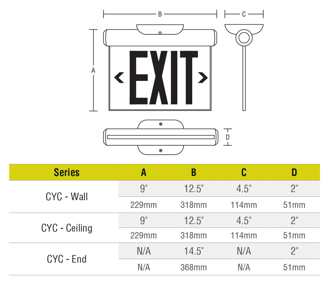 Cyclone Series Edge Lit Exit Sign