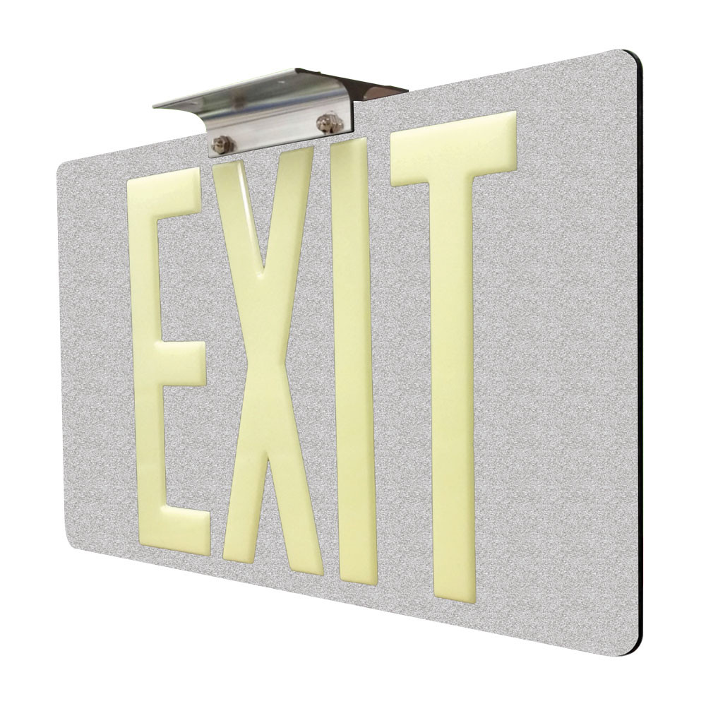 75' Photoluminescent Exit Sign with Silver Background