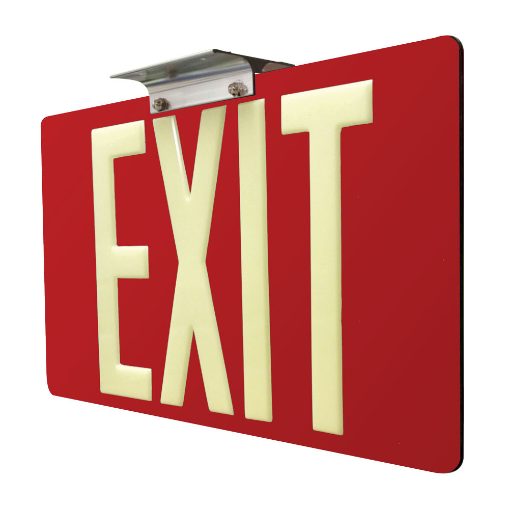 75' Glow-In-The-Dark Exit Sign with Red Background