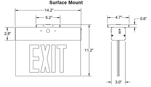 Architectural Edge Lit Exit Sign with Green Letters