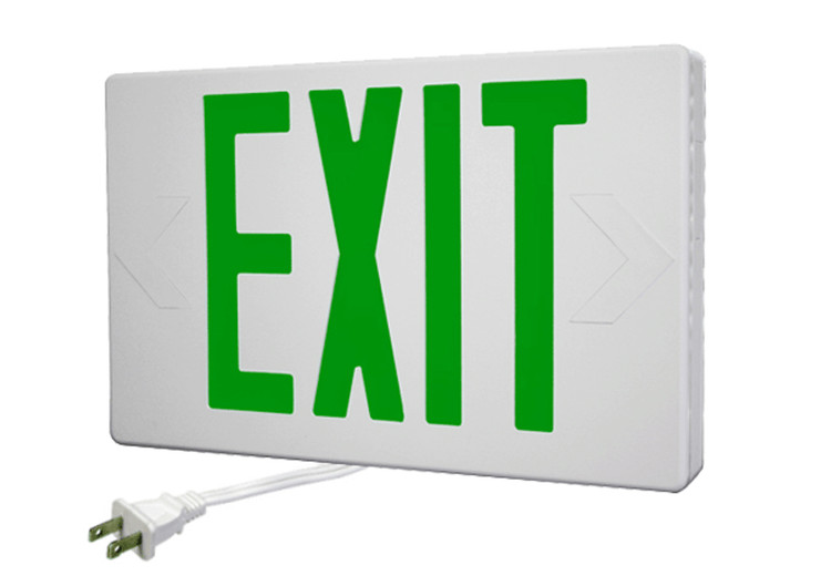 Corded Exit Sign with Green Letters