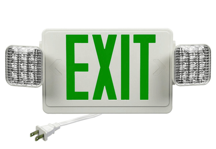 Plug In Exit Sign Combo with Green Letters