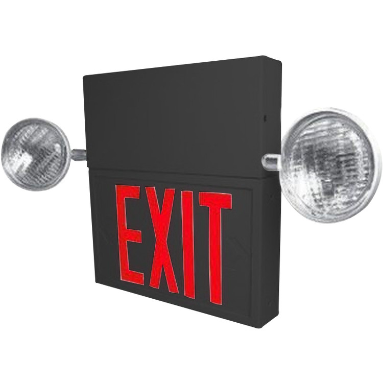 Black Steel Exit Sign Combo with Side Mount Par36 Heads
